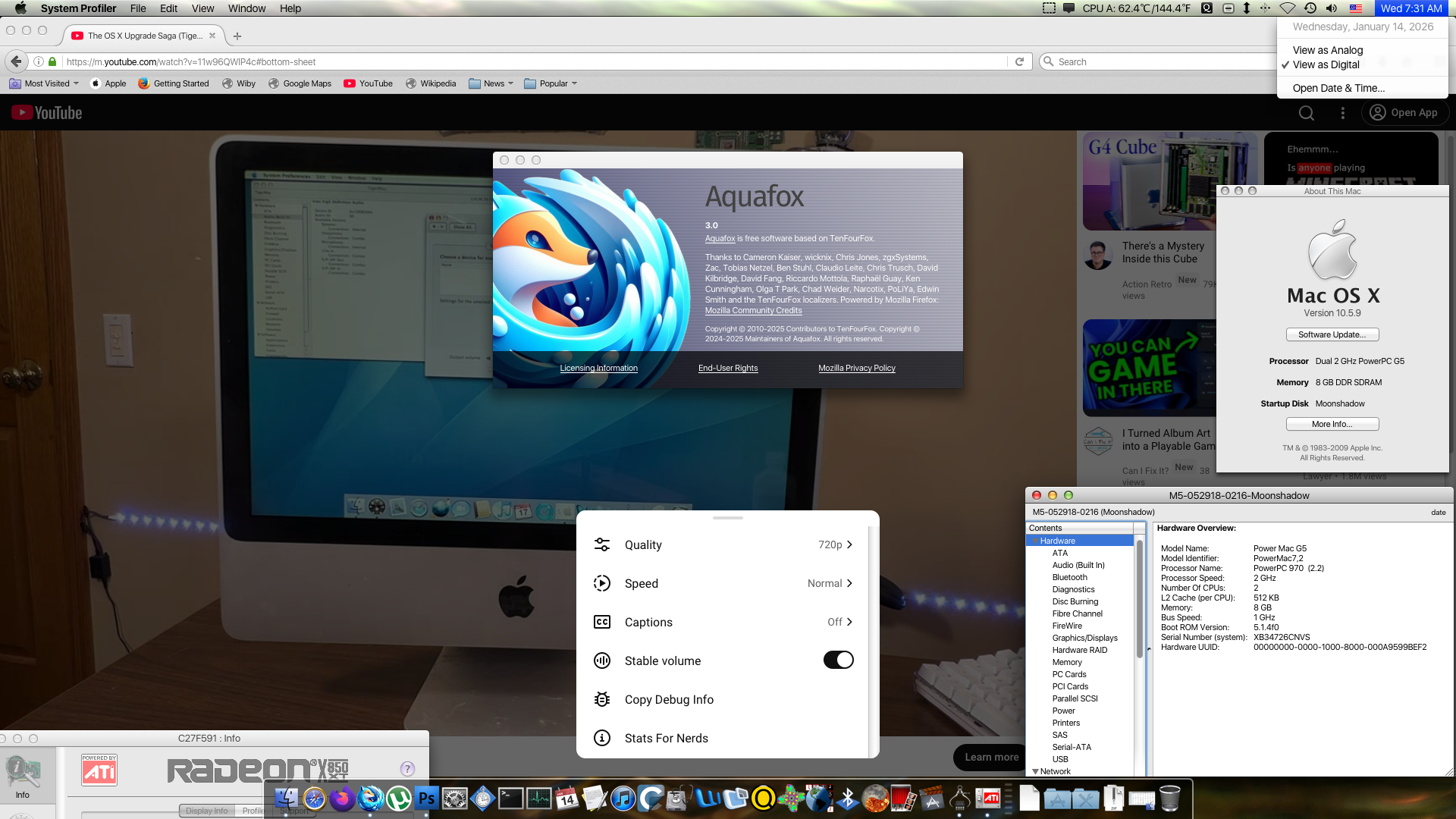 720p YouTube on an upgraded 03 Dual 2 GHz G5 still works in 2026 - Low ...